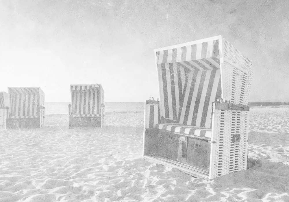 Fototapeta Ostsee Strandkörbe Black &amp;amp; White Hladký vinyl 104x70.5