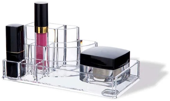 Organizer na kosmetiku a Make-up Compactor - 8 přihrádek, čirý plast