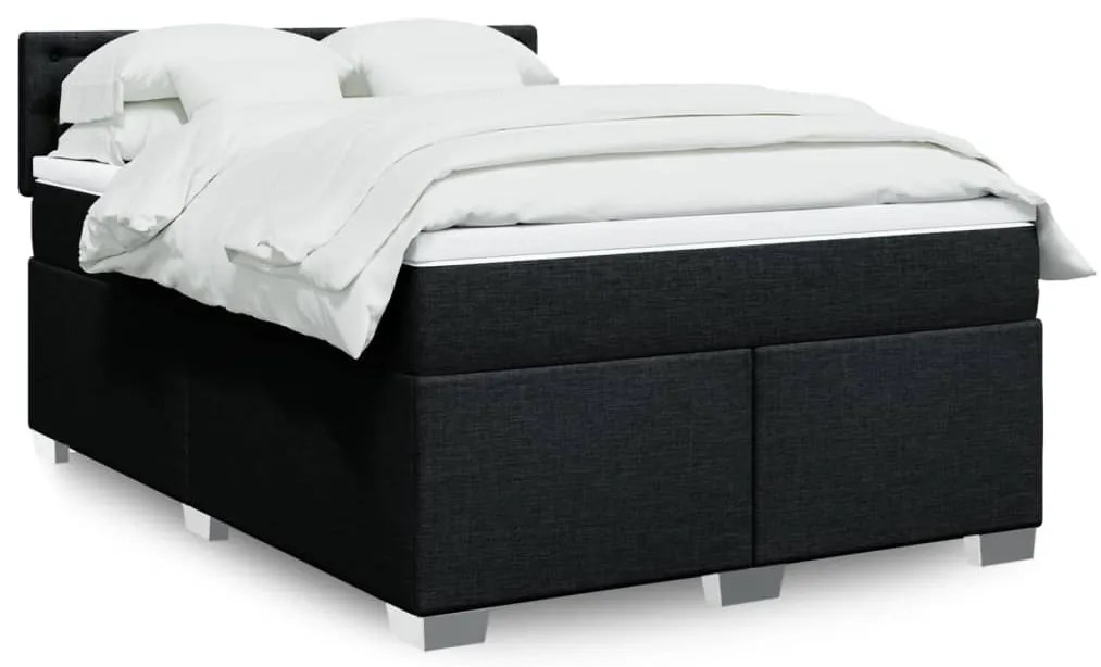 Box spring postel s matrací černá 160x200 cm textil 3285955