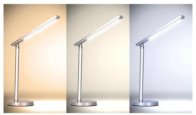 SOLIGHT LED stolní lampička stmívatelná 7W/3000K-6000K/400Lm, stříbrná