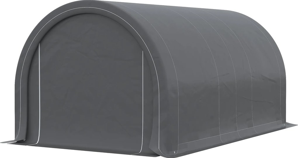 Outsunny 5x3m Zahradní Garáž pro Automobily s UV Ochrannou a Odnímatelnou PE Plachtou Šedá | Aosom