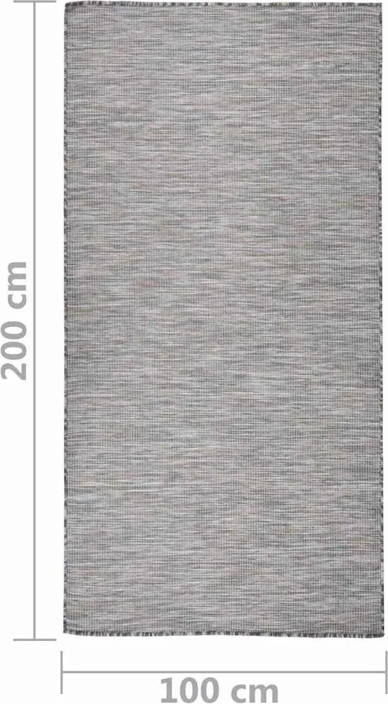 Venkovní hladce tkaný koberec 100x200 cm hnědý a modrý 340815