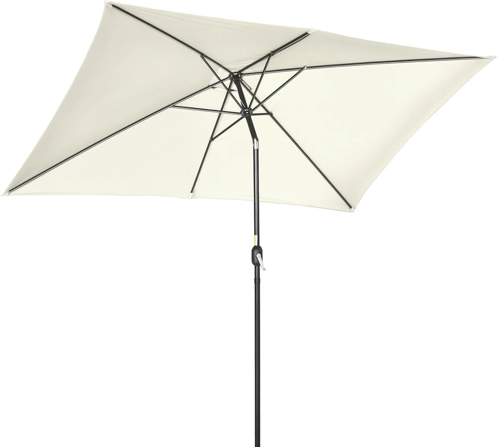 Zahradní slunečník Outsunny 195 cm x 295 cm s hliníkovým sloupem a nastavitelným úhlem, Anti-UV slunečník pro zahradní terasu Krémový | Aosom
