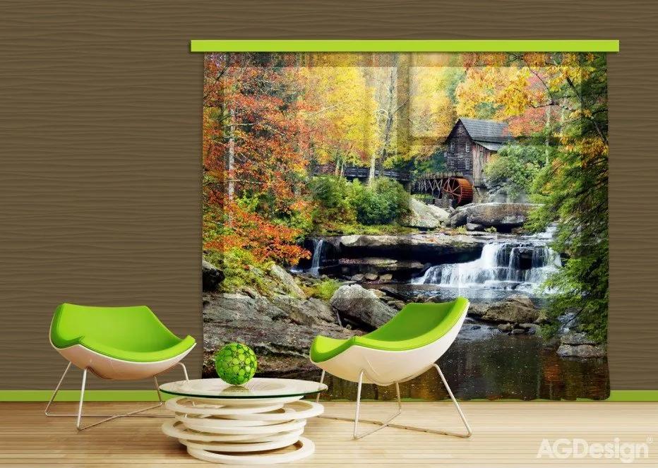 Fotozávěs les, vodopád, mlýn FCSXXL 7402 textilní foto závěs / závěsy s  fototiskem 280 x 245 cm AG Design | BIANO