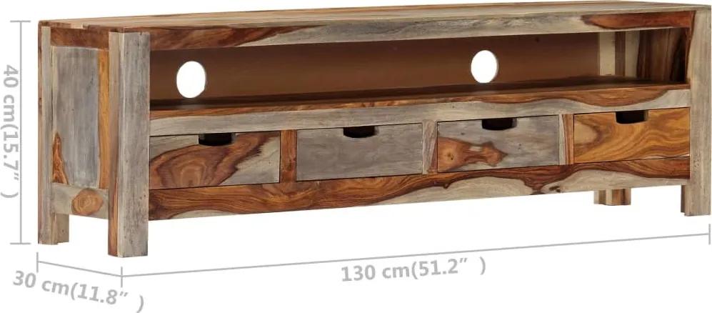 vidaXL TV stolek masivní sheeshamové dřevo 130 x 30 x 40 cm [247750]