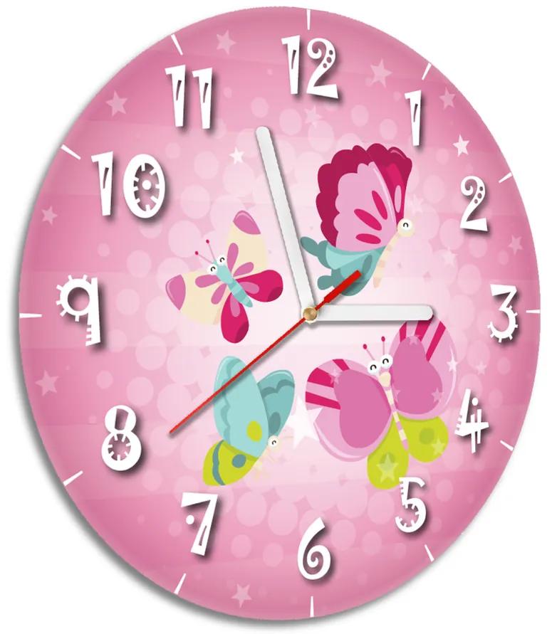 Gario Dětské hodiny Růžoví motýlci Rozměry: 30 x 30 cm