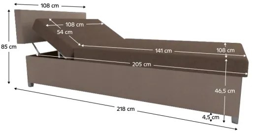 Čalouněná válenda s poloh. a úlož. prostorem DALLAS 108x205 cm hnědá/tmavě hnědá