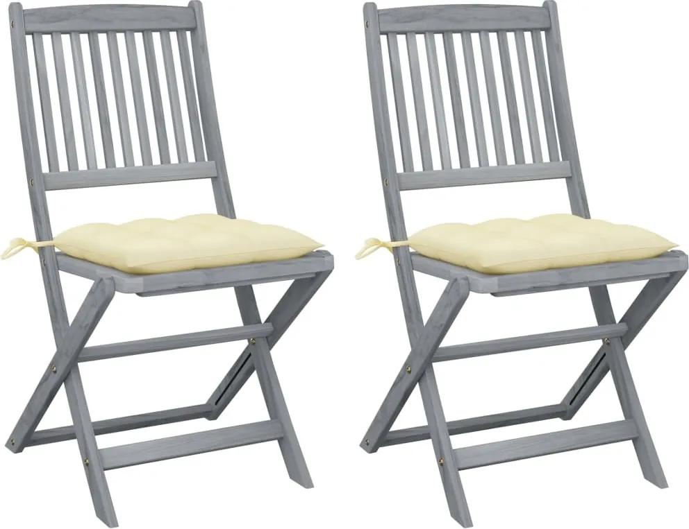 vidaXL Skládací zahradní židle s poduškami 2 ks masivní akáciové dřevo [3064553] Barva: Jasně zelená