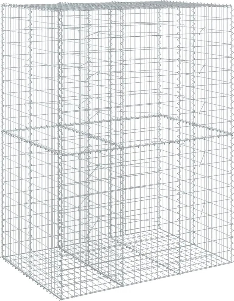 Gabionový koš s víkem 150 x 100 x 200 cm pozinkované železo 3295226