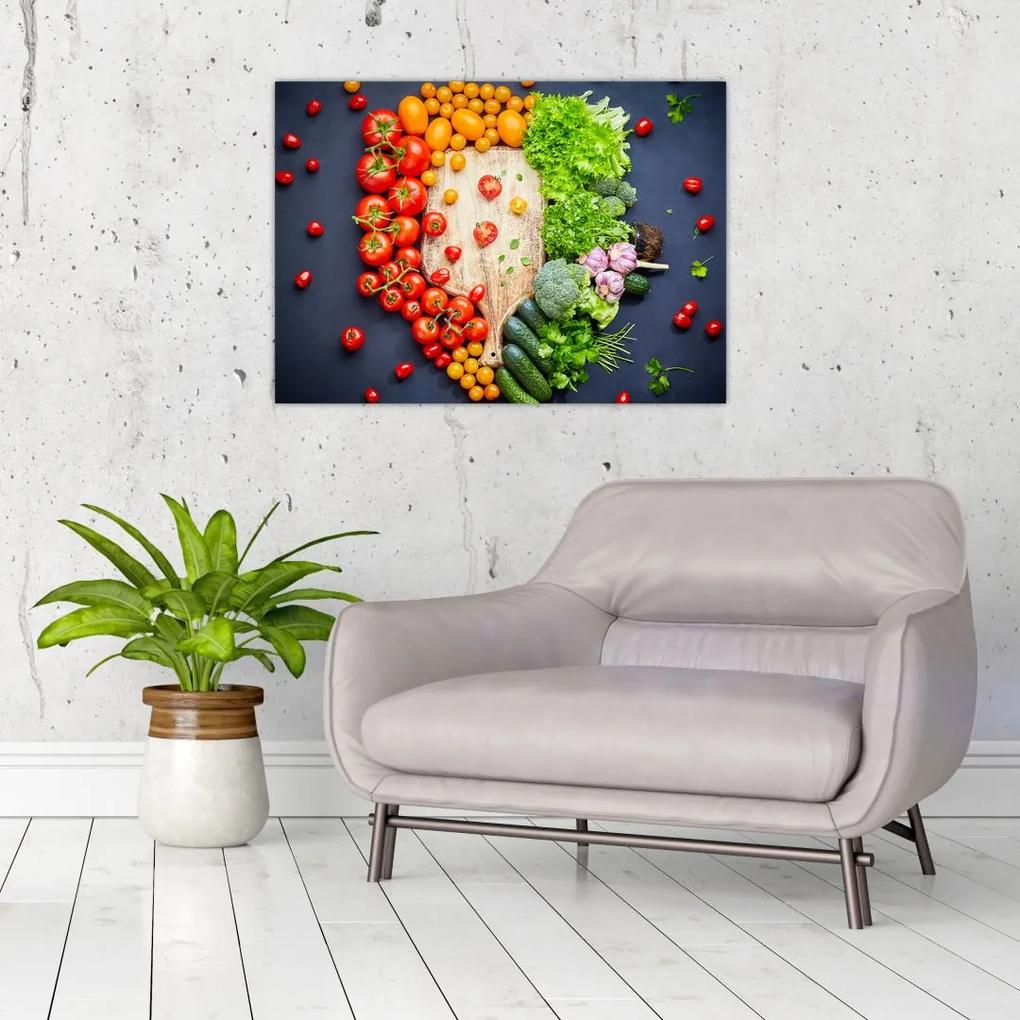 Obraz - Stůl plný zeleniny (70x50 cm)
