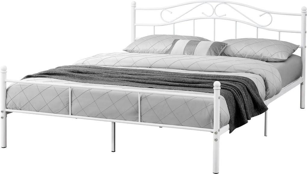 [en.casa] Kovová postel s roštem "Florenz" HTMB-180W - bílá - 180 x 200 cm