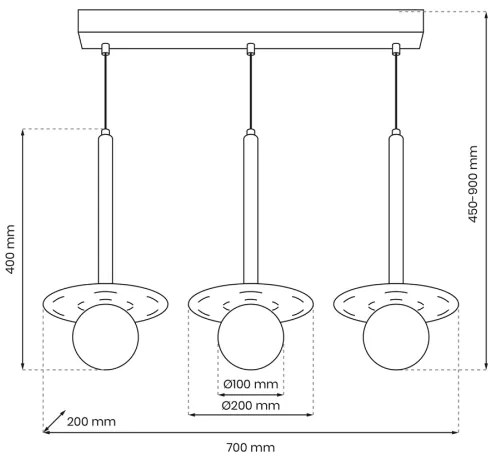 Lustr na lanku FUTURA 3xG9/7W/230V černá