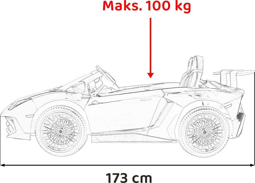 Ramiz Elektrické auto Lamborghini Aventador SV pro 2 děti Šedé + Bezkartáčový motor + Nafukovací kola + LED audio