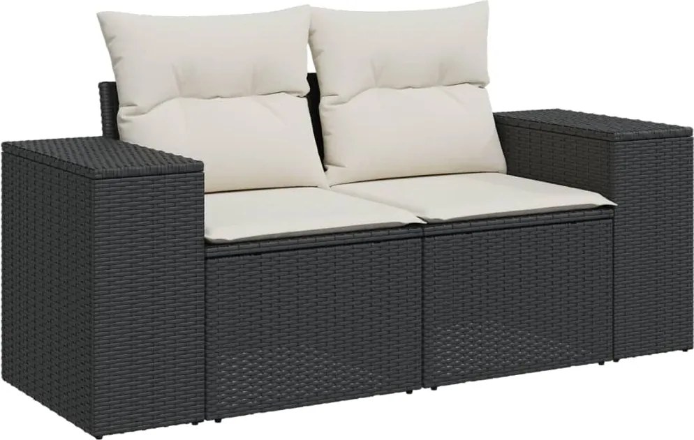 8dílná zahradní sedací souprava s poduškami černá polyratan 3222325