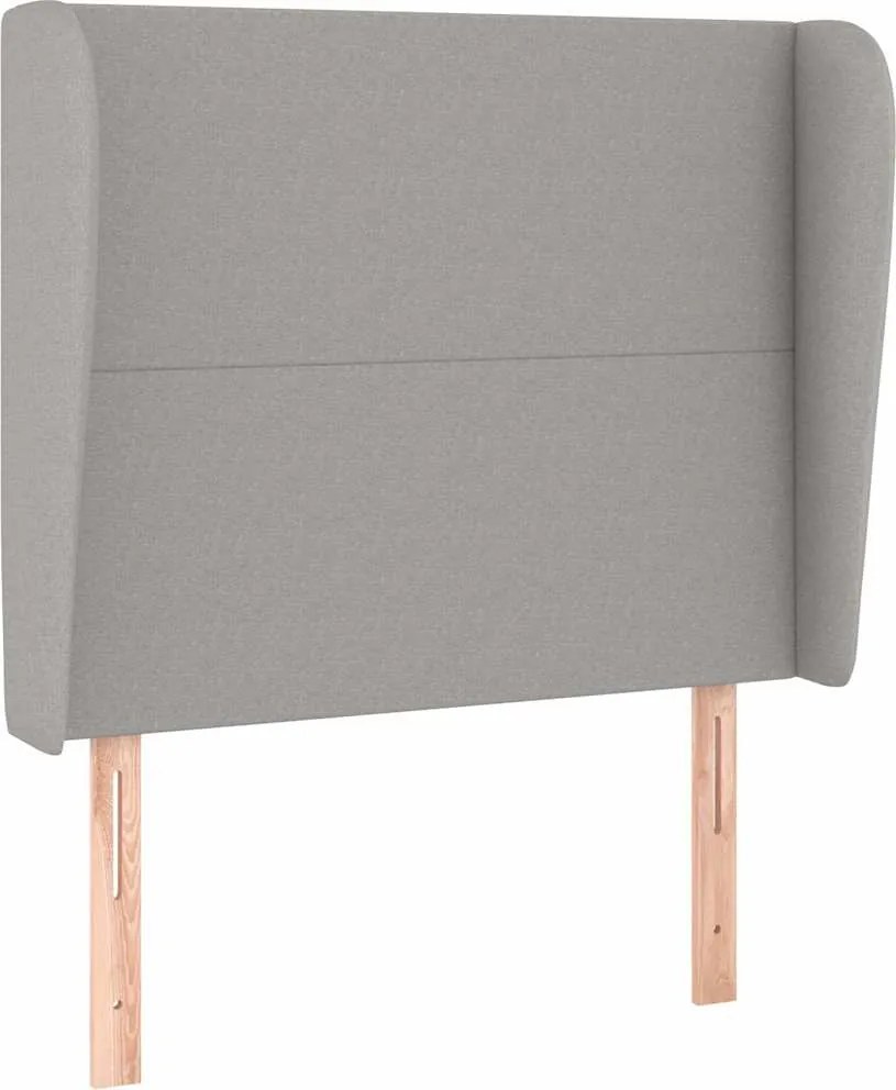 Čelo postele typu ušák světle šedé 93 x 23 x 118/128 cm textil 3117658