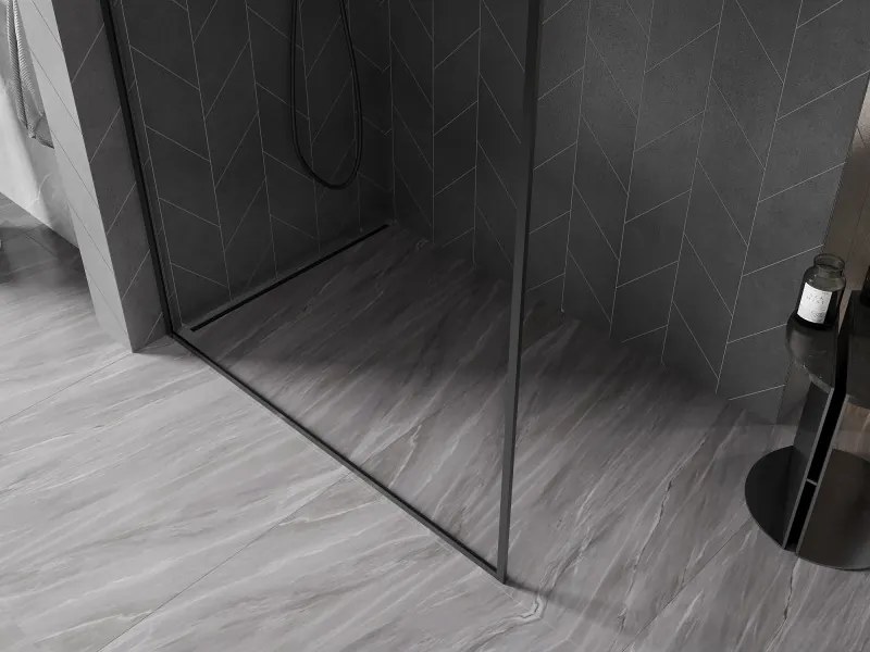 Mexen Kioto-XF sprchová stěna Walk-in s rámem 100 x 202 cm, transparentní 10 mm, černá - 800-100-104-70-00-X