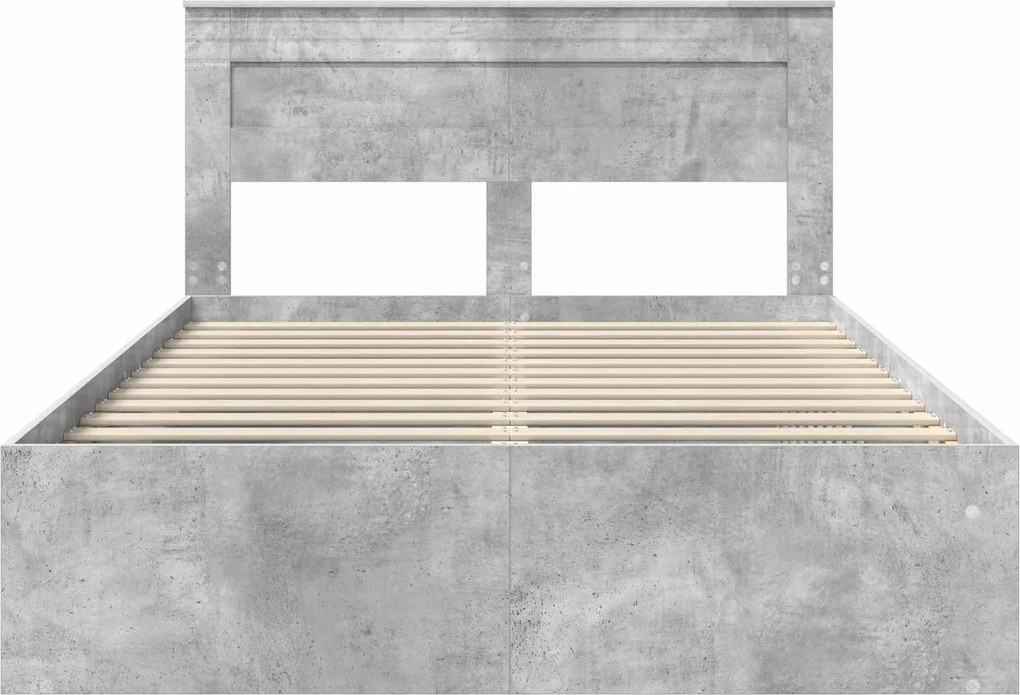 Rám postele s čelo Beton 140 x 200 cm Masivní borové dřevo 3409762