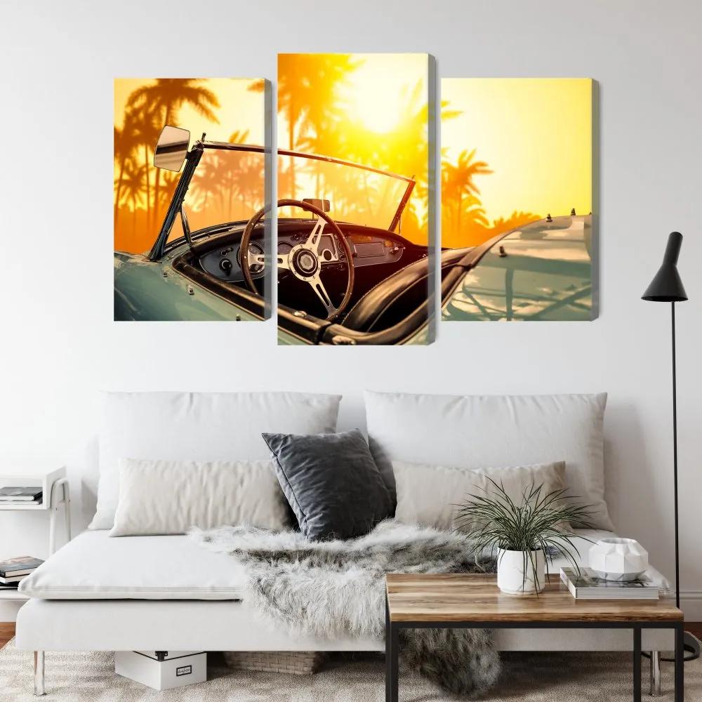 Vícedílný obraz Pohled Z Auta Na Retro Západ Slunce Nedostatek Nedostatek Plátno Canvas 150x100