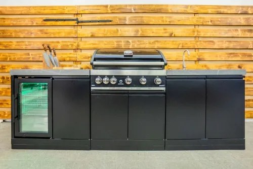 Venkovní kuchyně GrandHall s grilem Maxim G5 a s dřezem a vinotékou, 262cm
