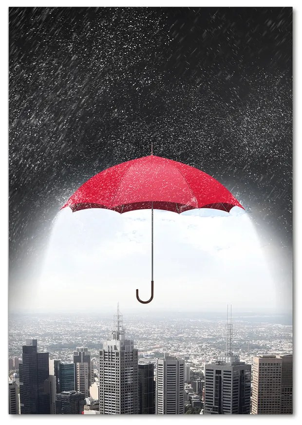 Wallmuralia Foto obraz akrylový Deštník nad městem 70x100 cm