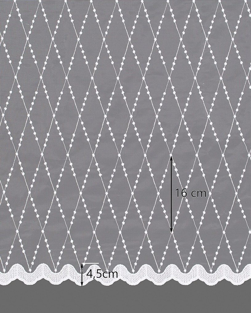 Záclona na řasící pásce Wave barva bílá látka poloprůhledná, pletený vzor, vzorované