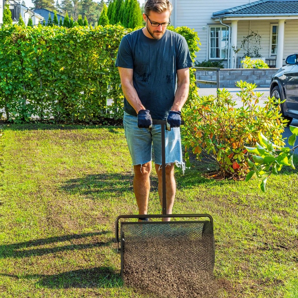 Kompostér Outsunny 75L 61x40cm - Rozmetadlo hnojiv pro zahradu s T-rukojetí, kovová síťka a rozmetadlo pro rašelinu