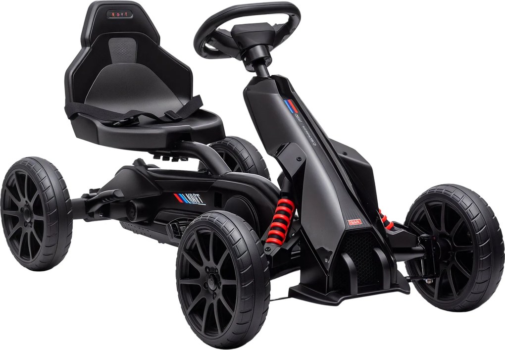 HOMCOM Dětský Go-Kart s Pedály a Ruční Brzdou, Nastavitelným Sedadlem, Přeřazovacím Mechanismem, Dětské Vozidlo s EVA Koly pro Děti ve Věku 3-8 Let |