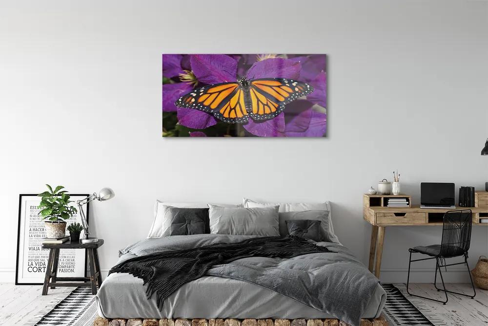 akrylový obraz Barevný motýl květiny 125x50 cm