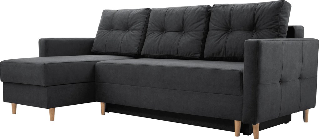 Rohová rozkládací sedací souprava do L METRO, 233 cm, s úložným prostorem Roh pohovky: Levý roh, Barva látky: Světle šedá (Vena 03)