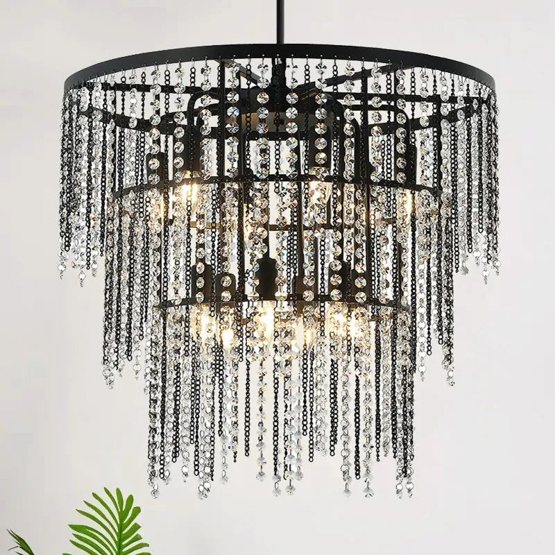 Toolight Toolight, stropní křišťálové svítidlo APP1314-CP Black, černá, OSW-07988