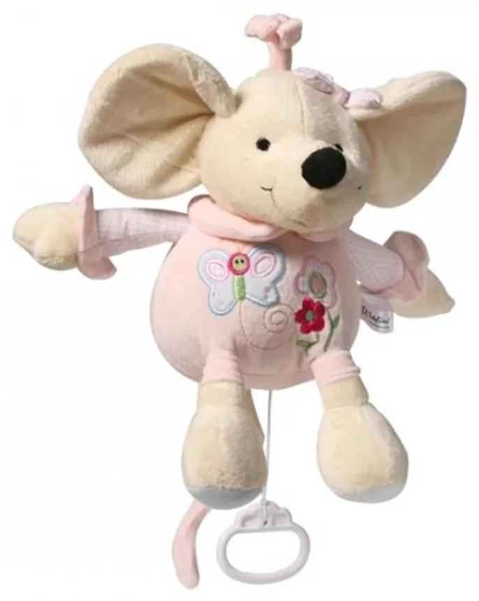 Plyšová hračka s hracím strojkem Baby Ono Myška růžová 31cm Růžová