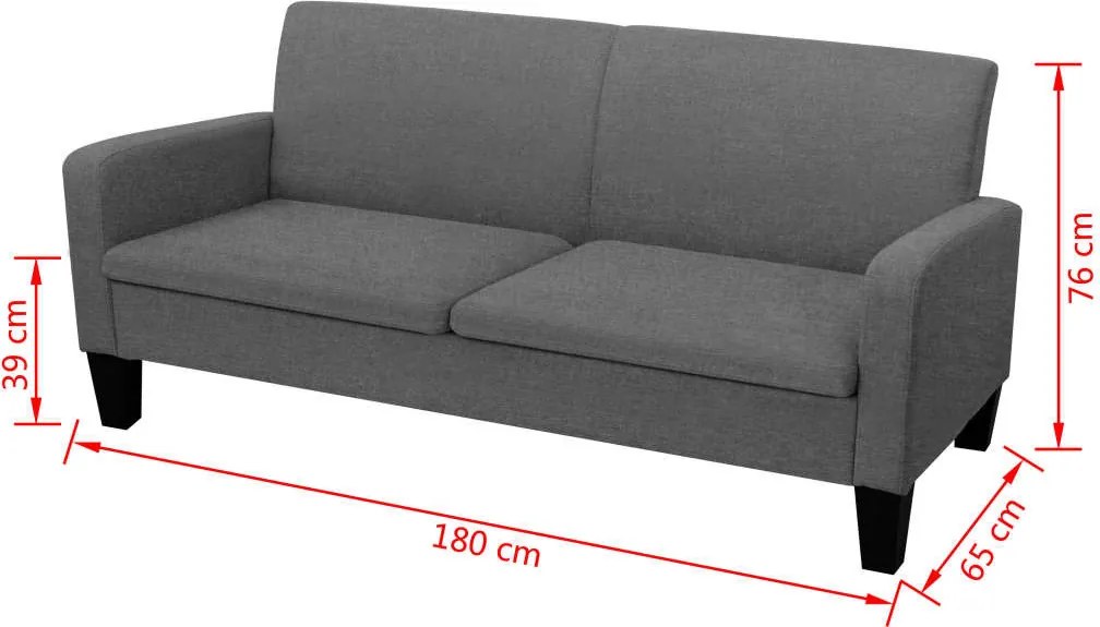 vidaXL 3místná pohovka 180 x 65 x 76 cm [244713] Barva: Žlutá