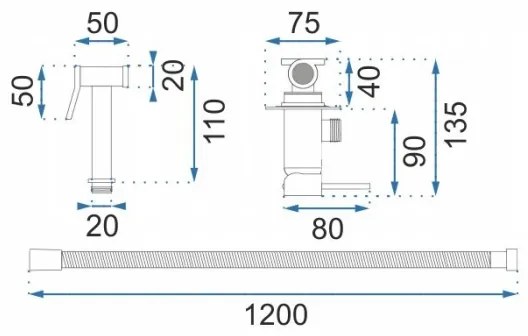 REA-B4106-Bidet. baterie se sprškou pro podomítkovou instalaci LUNGO lesk. chrom