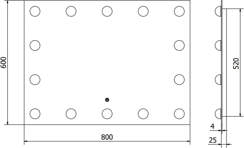 Mexen Dona podsvícené koupelnové zrcadlo 80 x 60 cm, LED 6000K, protizamlžovací - 9818-080-060-611-00