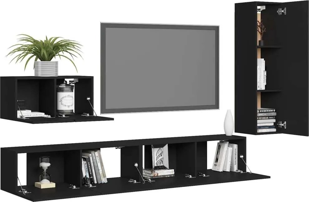 vidaXL 4dílný set TV skříněk dřevotříska [3078676] Barva: dub sonoma