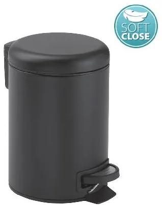 Sapho Gedy Koupelnové doplňky - Odpadkový koš 5 l, Soft Close, matná černá 330914