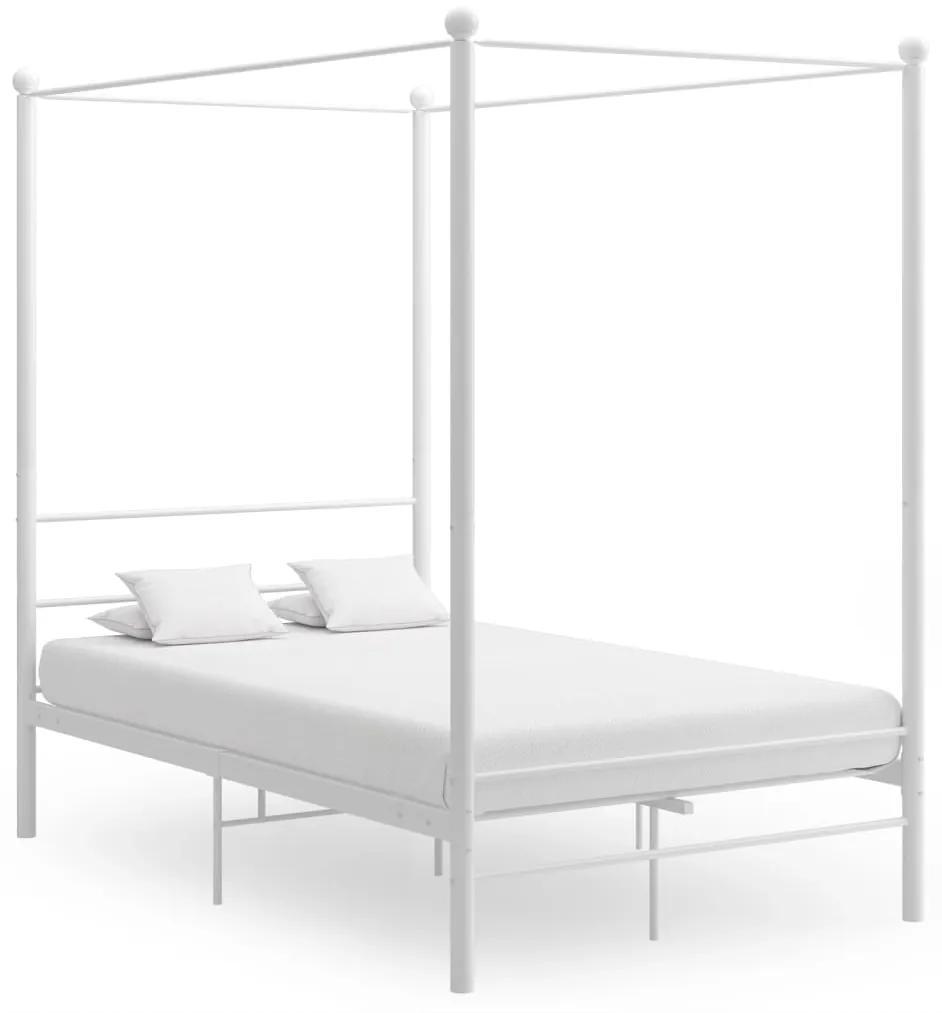 325061 vidaXL Rám postele s nebesy bílý kovový 140 x 200 cm