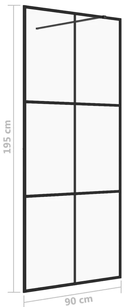 vidaXL Marketos Zástěna do průchozí sprchy čiré ESG sklo 90 x 195 cm černá