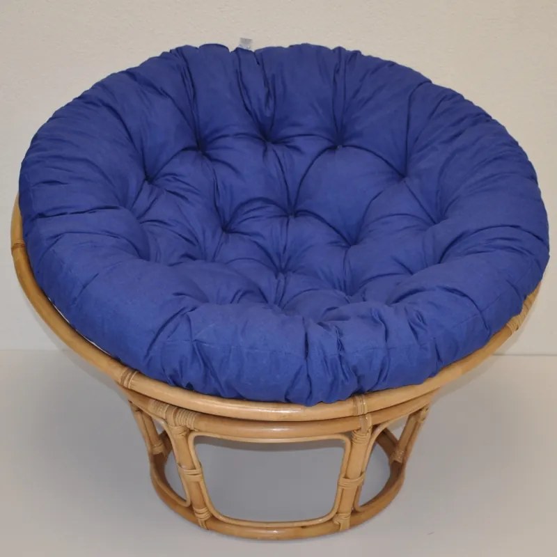 Relaxační papasan DEMETRIA — ⌀100 cm, ratan, látka, medová / více barev Bílý