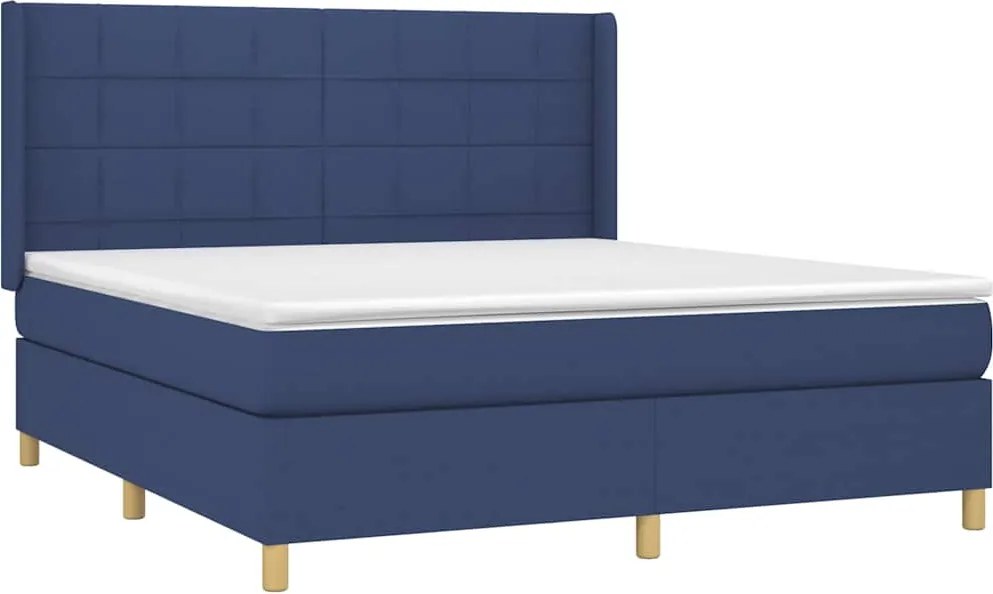 Box spring postel s matrací modrá 180x200 cm textil 3132015