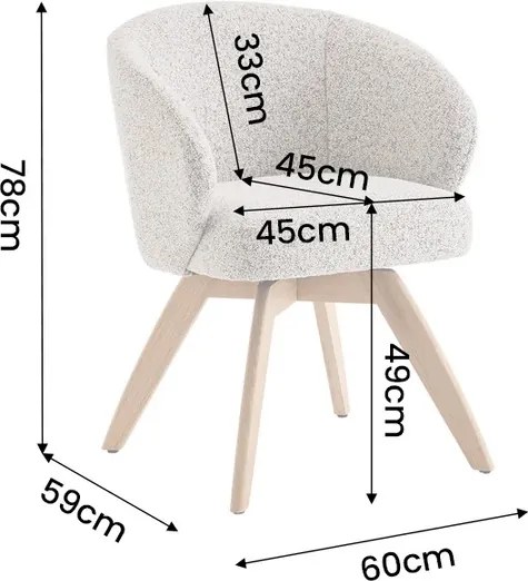 Designová otočná židle Tolinka béžová / přírodní