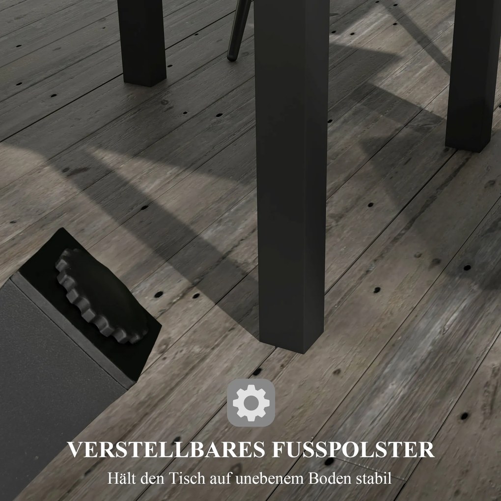 Outsunny zahradní stůl jídelní stůl pro 6 osob, rozkládací stůl na terasu do 70 kg, hliníková šedá 81/162 x 80 x 75 cm pro balkon a zahradu | Aosom.de