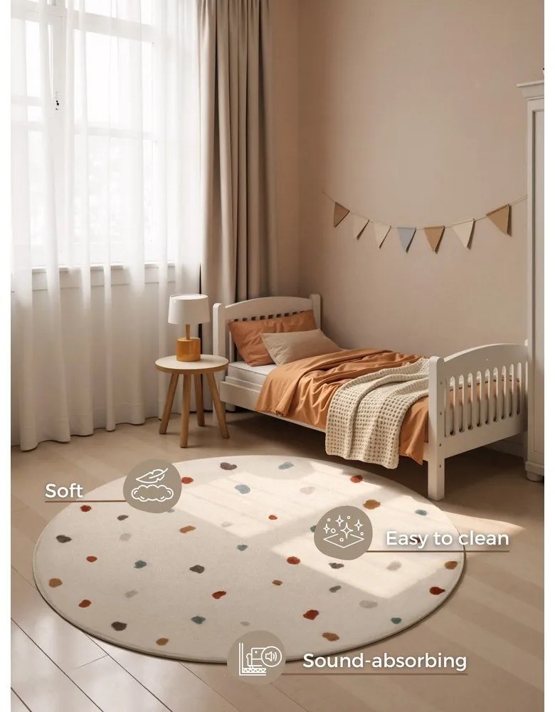 Krémový dětský koberec ø160 cm Funny Dots – Hanse Home