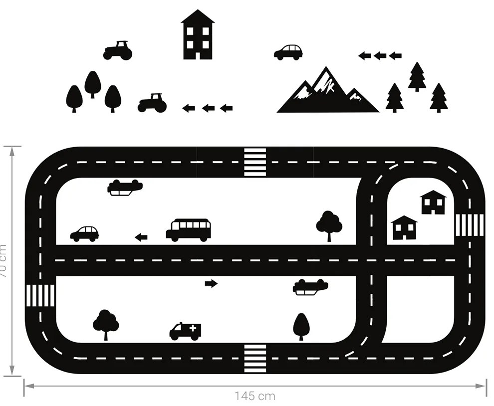 Dětská samolepka na podlahu AUTODRÁHA