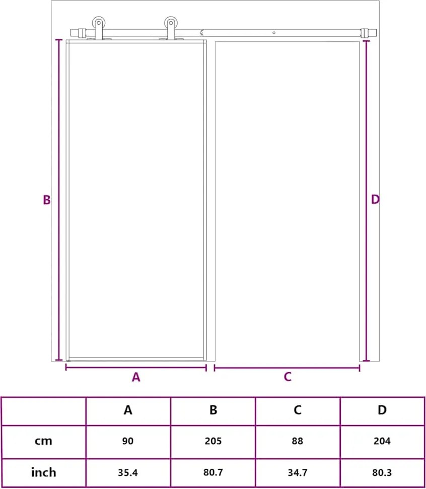 vidaXL Marketos Posuvné dveře ESG sklo a hliník 90 x 205 cm černé