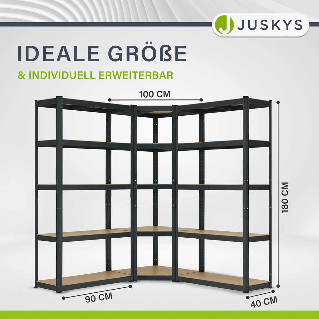 Juskys Sada tří kovových regálů Corner a Basic Barva: šedá