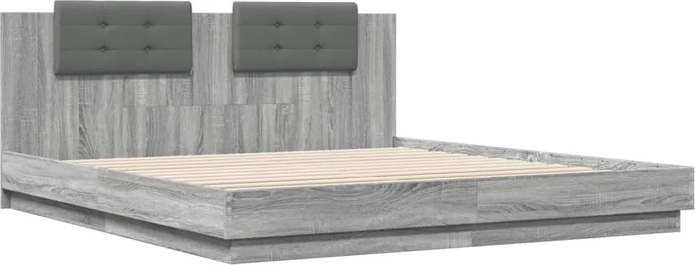 Rám postele s čelem šedý sonoma 200 x 200 cm kompozitní dřevo 3209896