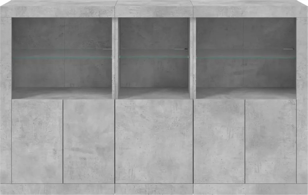 Příborník s LED osvětlením betonově šedý 162 x 37 x 100 cm 3209145