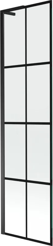 Mexen Next L, 1-křídlová vanová zástěna 50 x 150 cm, 6mm čiré sklo-černý vzor, černý profil, 895-050-000-03-77-70