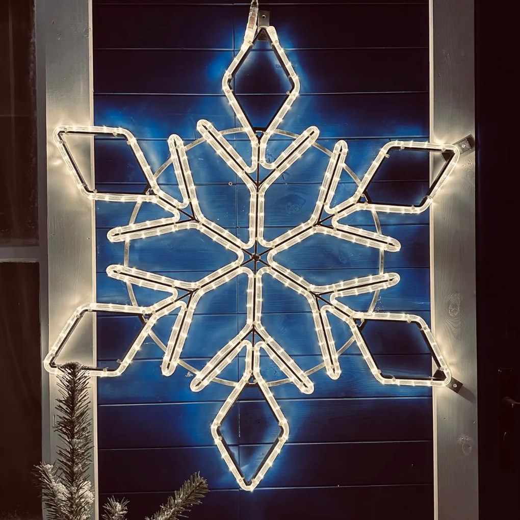 Easy Fix 2D LED světelná vločka I., Ø 100 cm, teple bílá, závěsný, hliník